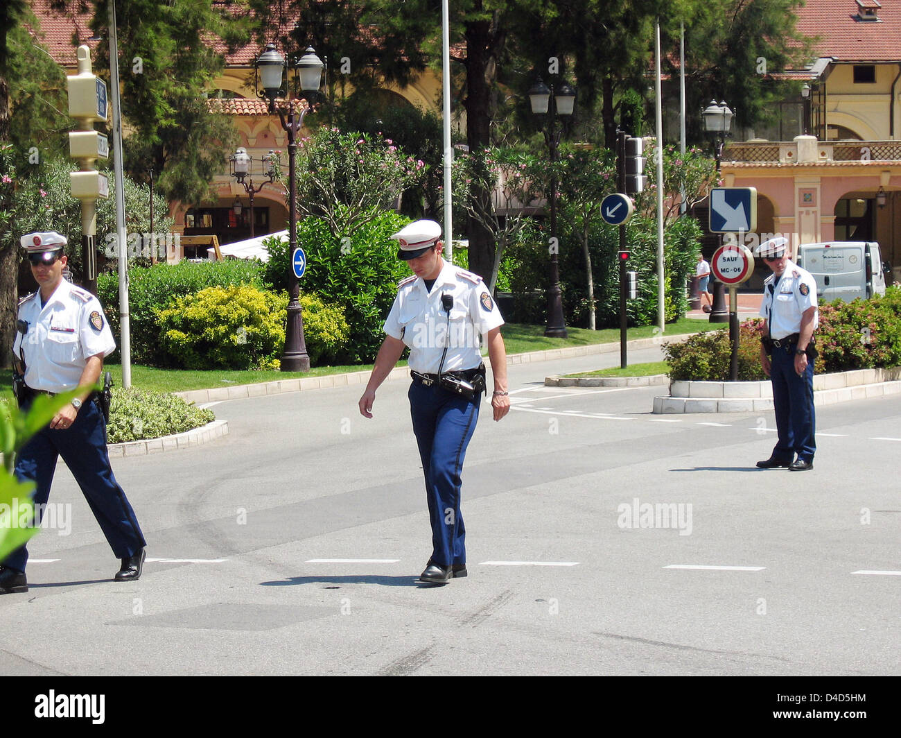 The picture shows a policeman on a street in Monte Carlo, Monaco, 25 ...