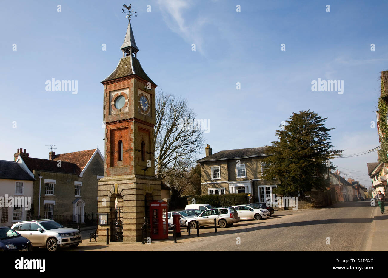 Victorian Clock tower 1864 in Market Place, Bildeston, Suffolk, England ...