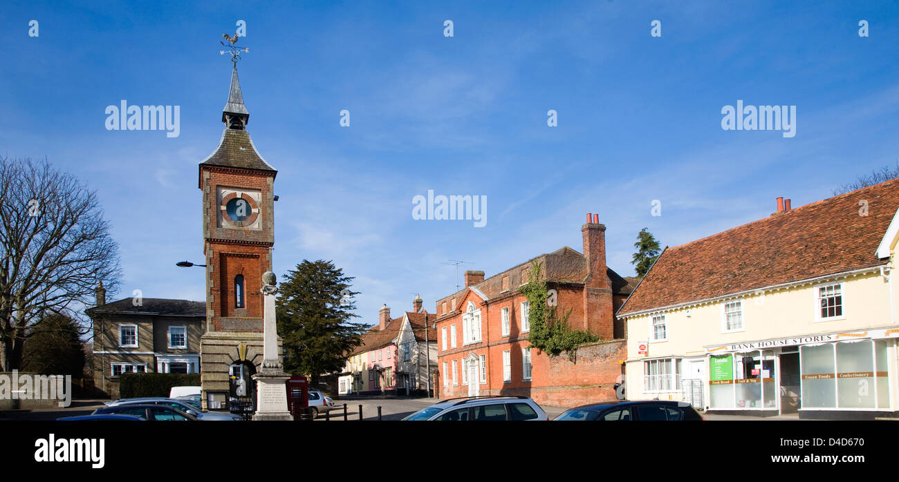Victorian Clock tower 1864 in Market Place, Bildeston, Suffolk, England ...