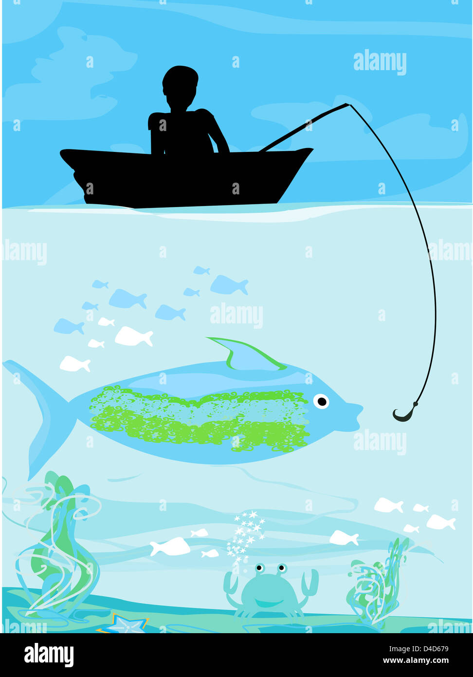 Fisherman catching the fish Stock Photo - Alamy