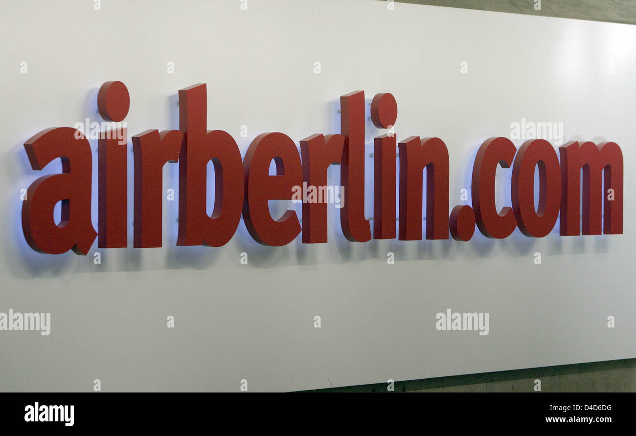 The picture shows the logo of Airberlin at the airport in Nuremberg ...