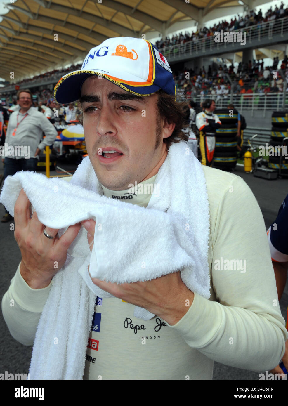 Spanish Formula One driver Fernando Alonso of Renault F1 seems to have ...