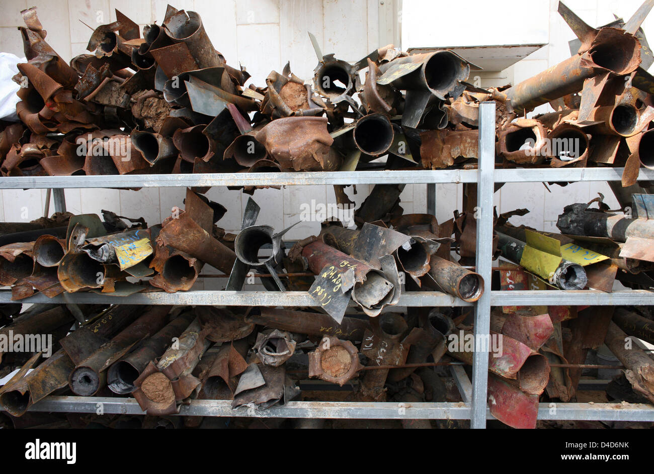 The picture shows the remains of Qassam rockets, that hit Sderot, on ...