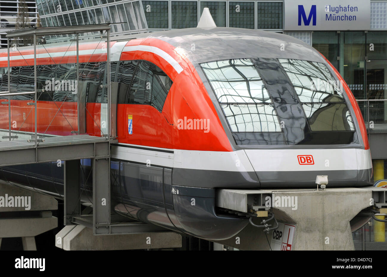 A facsimile of high-speed maglev train Transrapid pictured at Teminal 2 ...