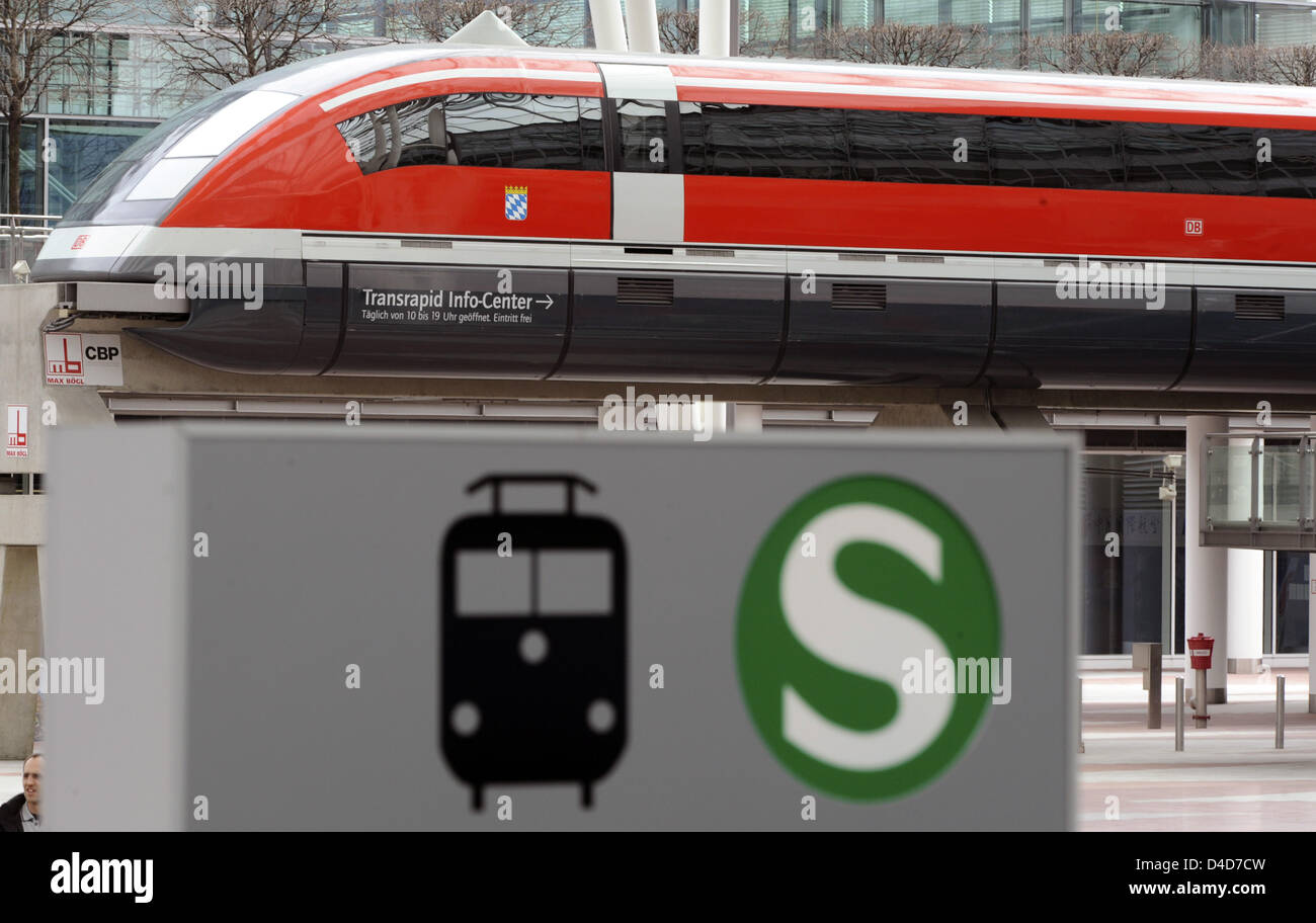 A facsimile of high-speed maglev train Transrapid pictured at Teminal 2 ...
