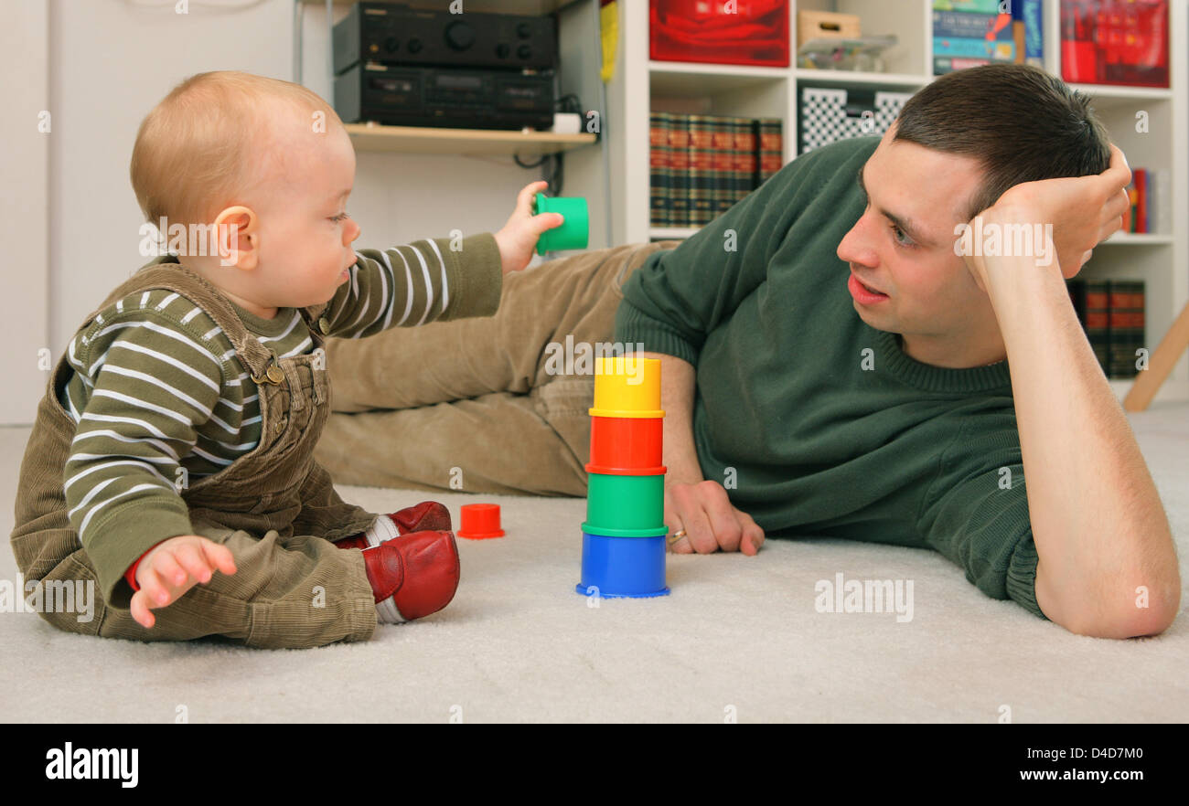 Bjoern Gerth plays with his son Tilman at his home in Mainz, Germany ...