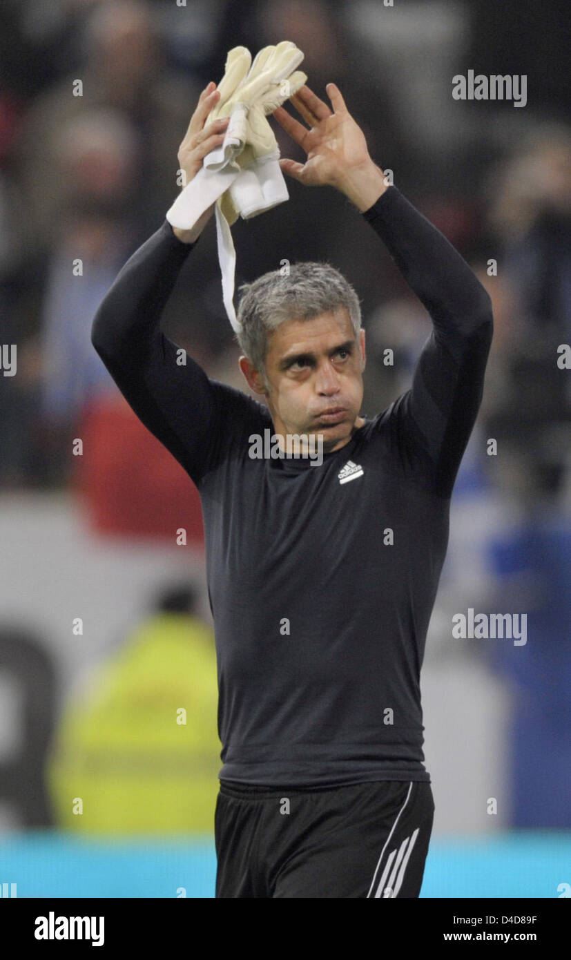 Greece's goalie Antonios Nikopolidis cheers to the fans after the ...