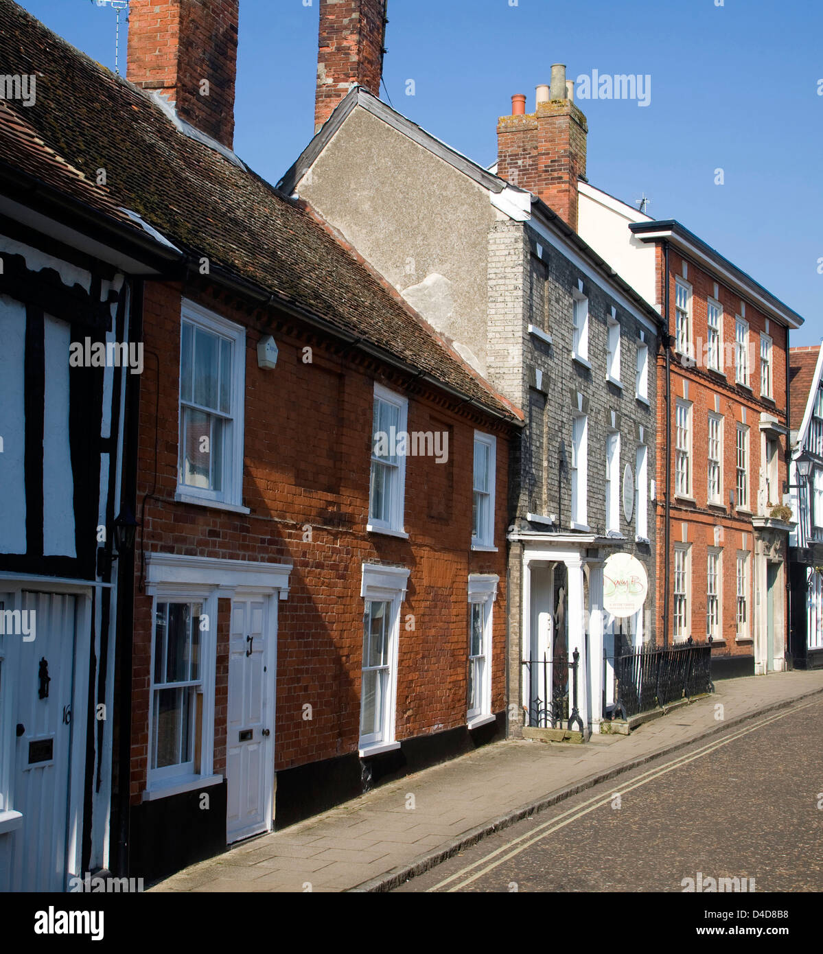 Historic buildings on street, Framlingham, Suffolk, England Stock Photo ...