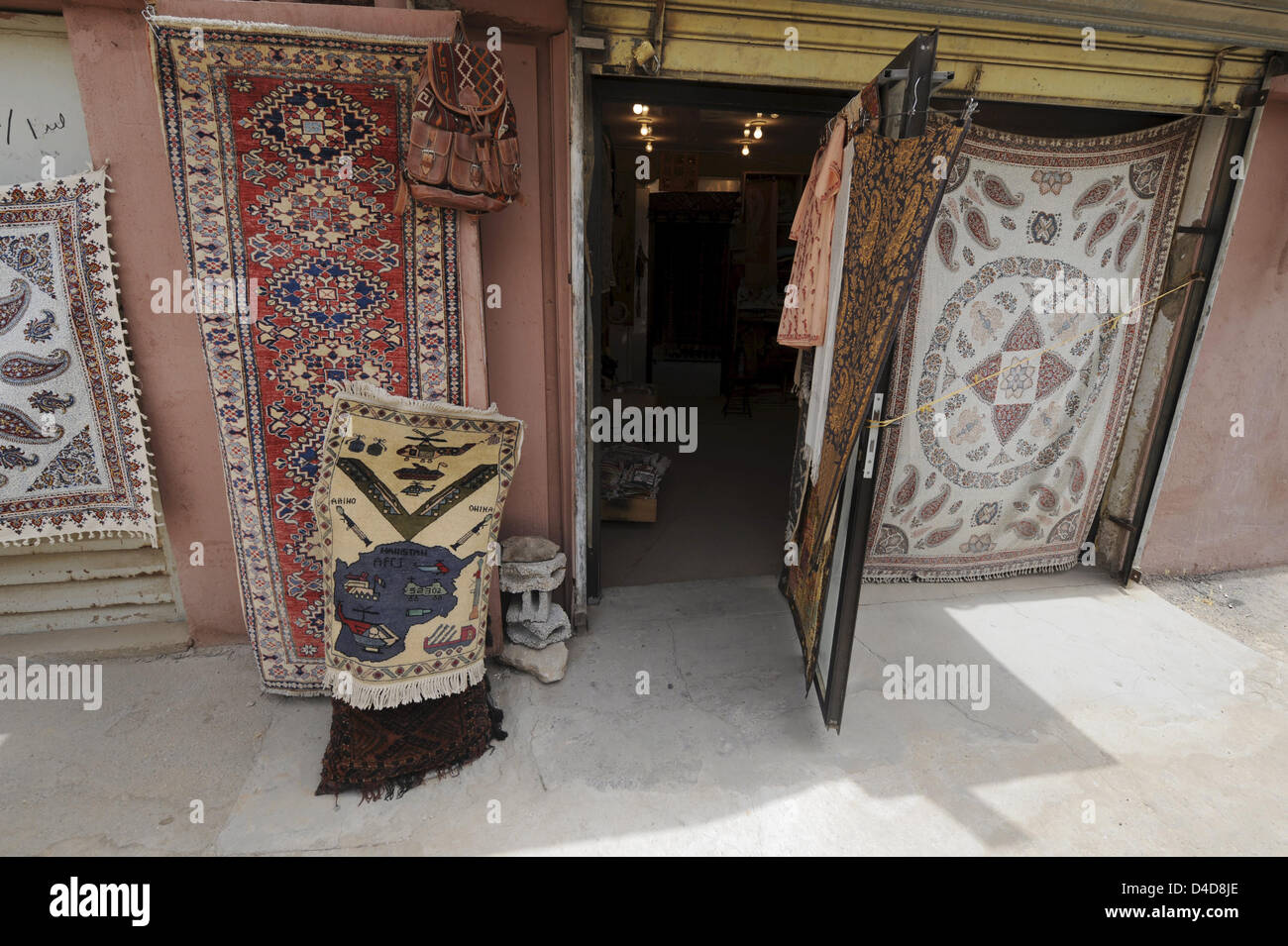 The picture shows a store selling carpets in Riyadh, Saudi Arabia, 16 ...