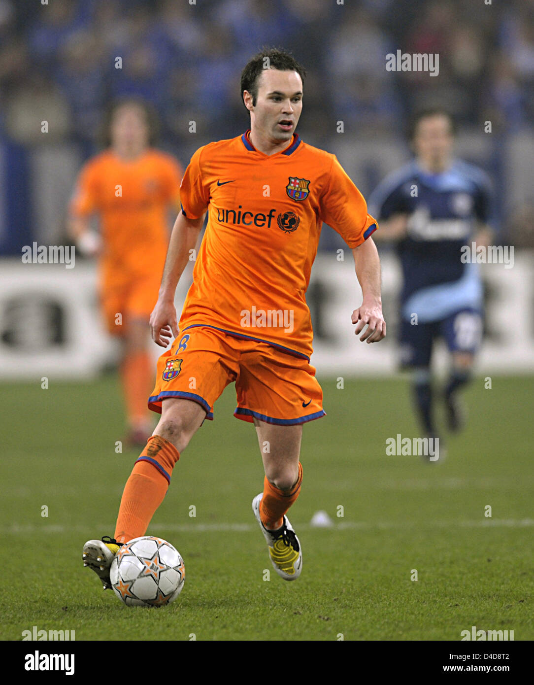 Barcelona's Andres Iniesta is on the ball in the UEFA Champions League ...