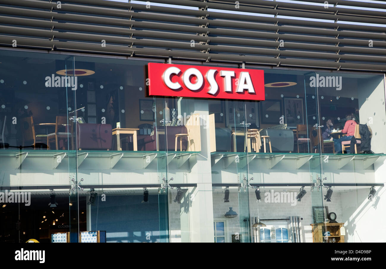 Costa coffee sign and cafe, at Next shop, Martlesham, Suffolk, England ...