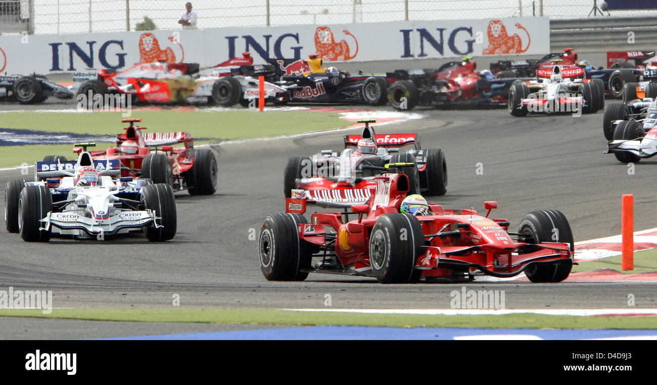 Brazilian Formula One driver Felipe Massa of Scuderia Ferrari leads the ...