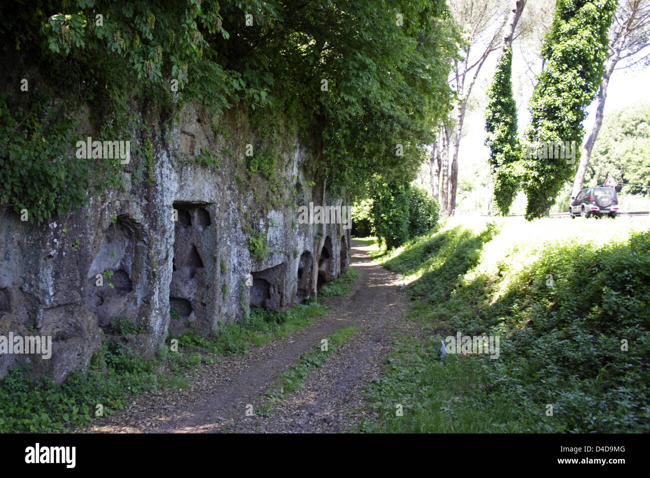 The picture shows the Etruscan tombs in the tuff in Sutri in Italy, 28 ...