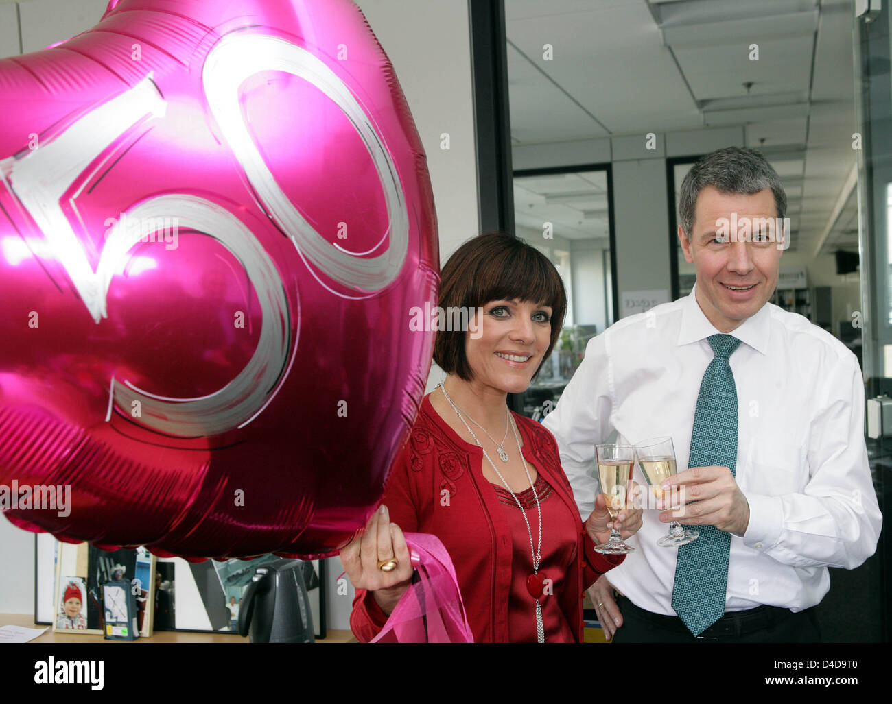 German TV presenter Birgit Schrowange and RTL senior editor Peter ...