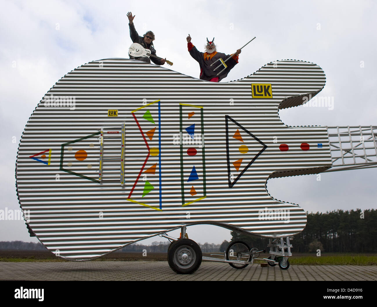 Bike designer Dieter (Didi) Senft (R) and guitarist Dieter Hertrampf of ...