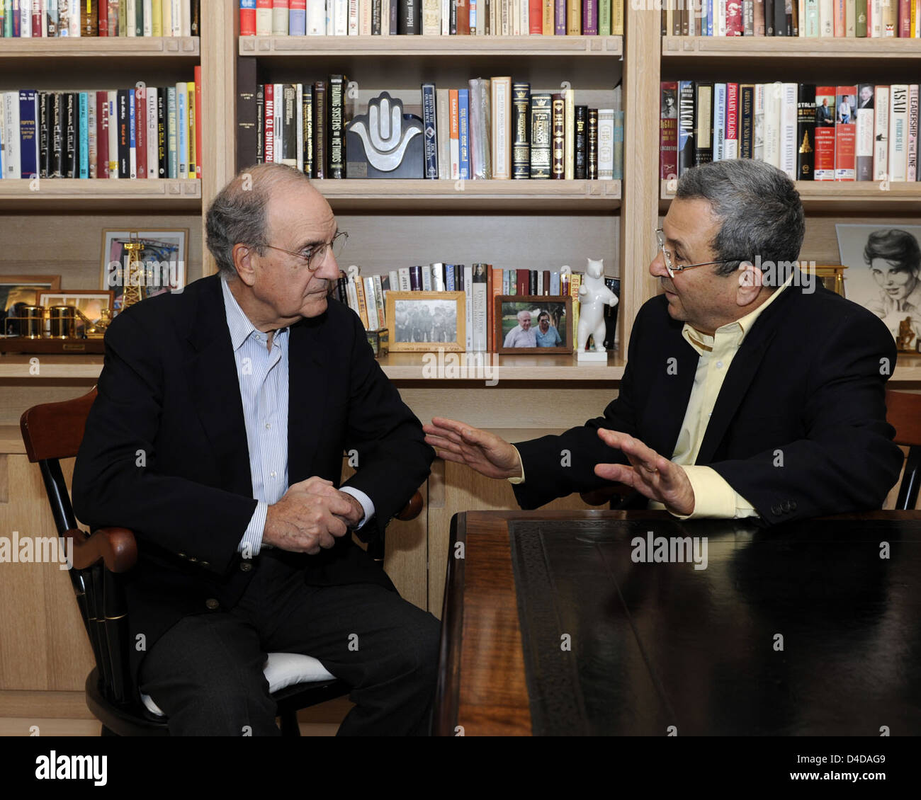 Special Envoy Mitchell Meets With Israeli Defense Minister Barak Stock ...