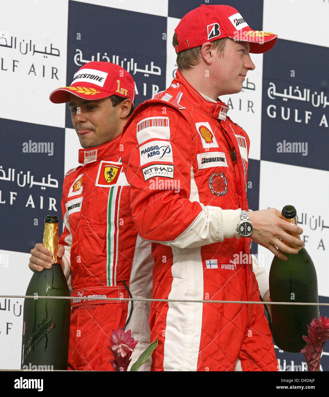 Brazilian Formula One driver Felipe Massa of Scuderia Ferrari (L ...