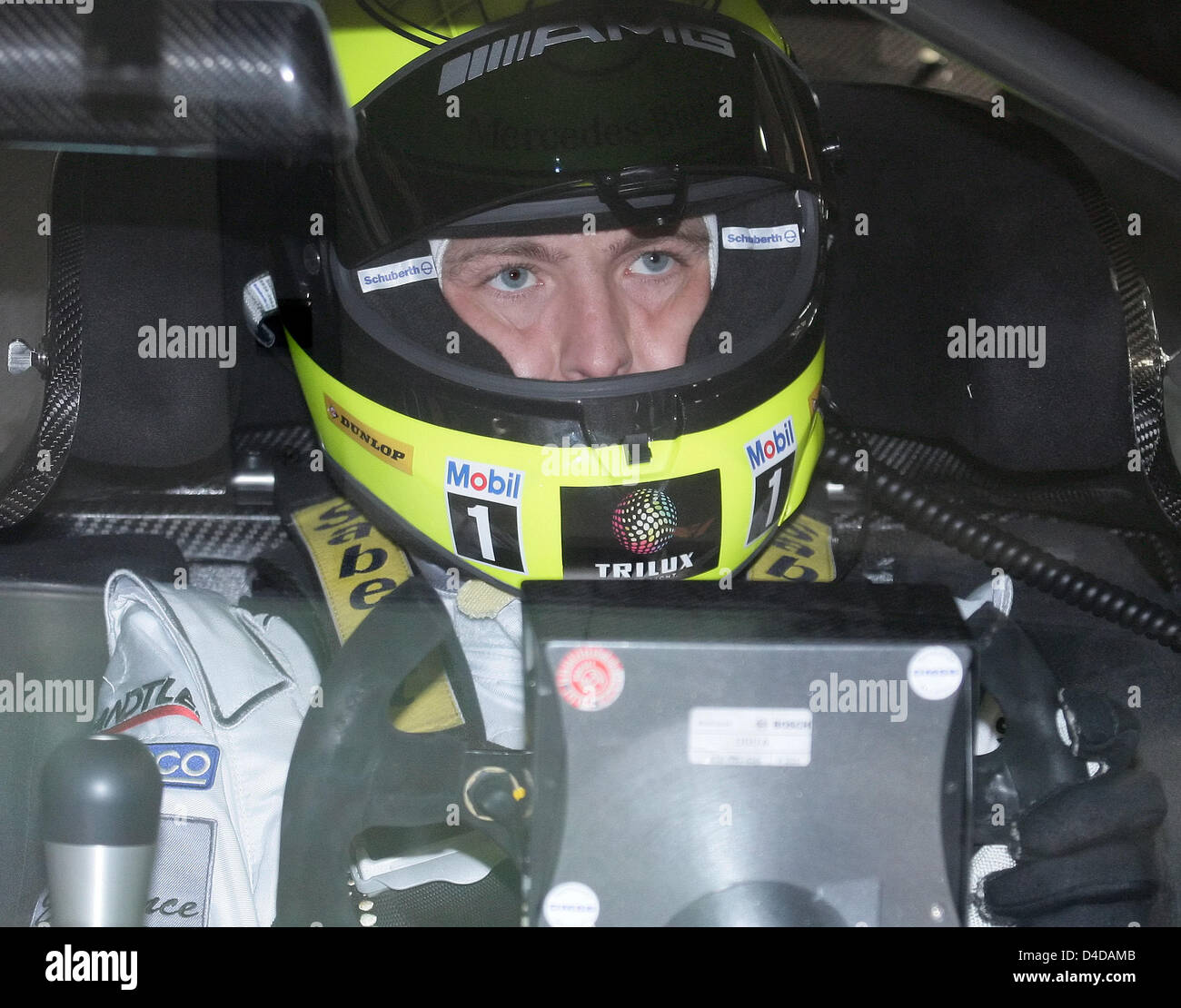 German race driver Ralf Schumacher of Mercedes is pictured in his car ...