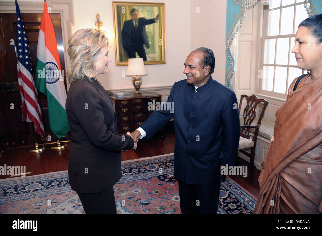 Secretary Clinton Shakes Hands With Indian Defense Minister A.K. Antony ...