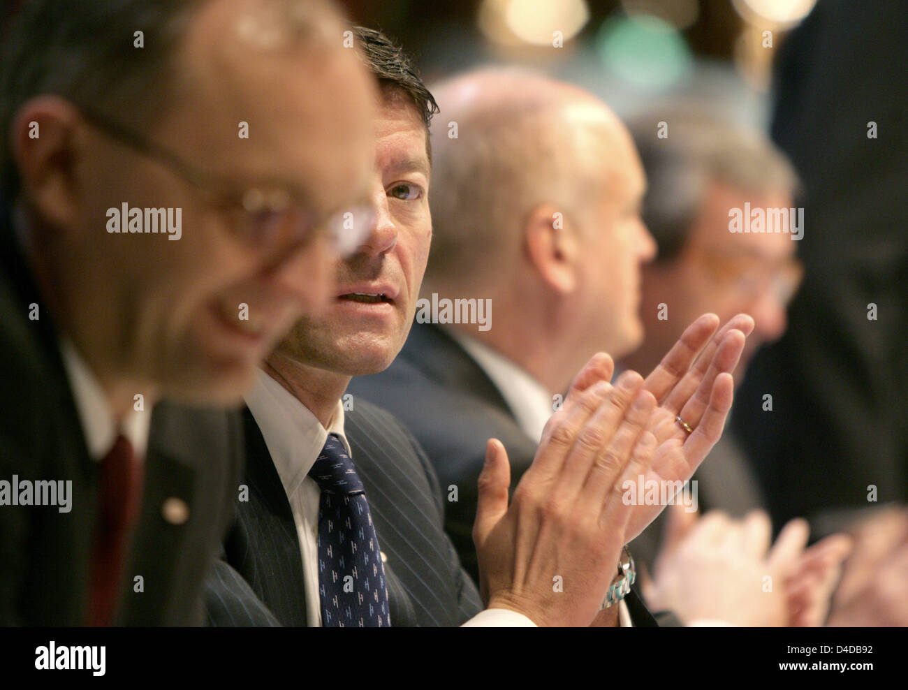 The new Henkel CEO Kasper Rorsted (C) is pictured at the Henkel general ...