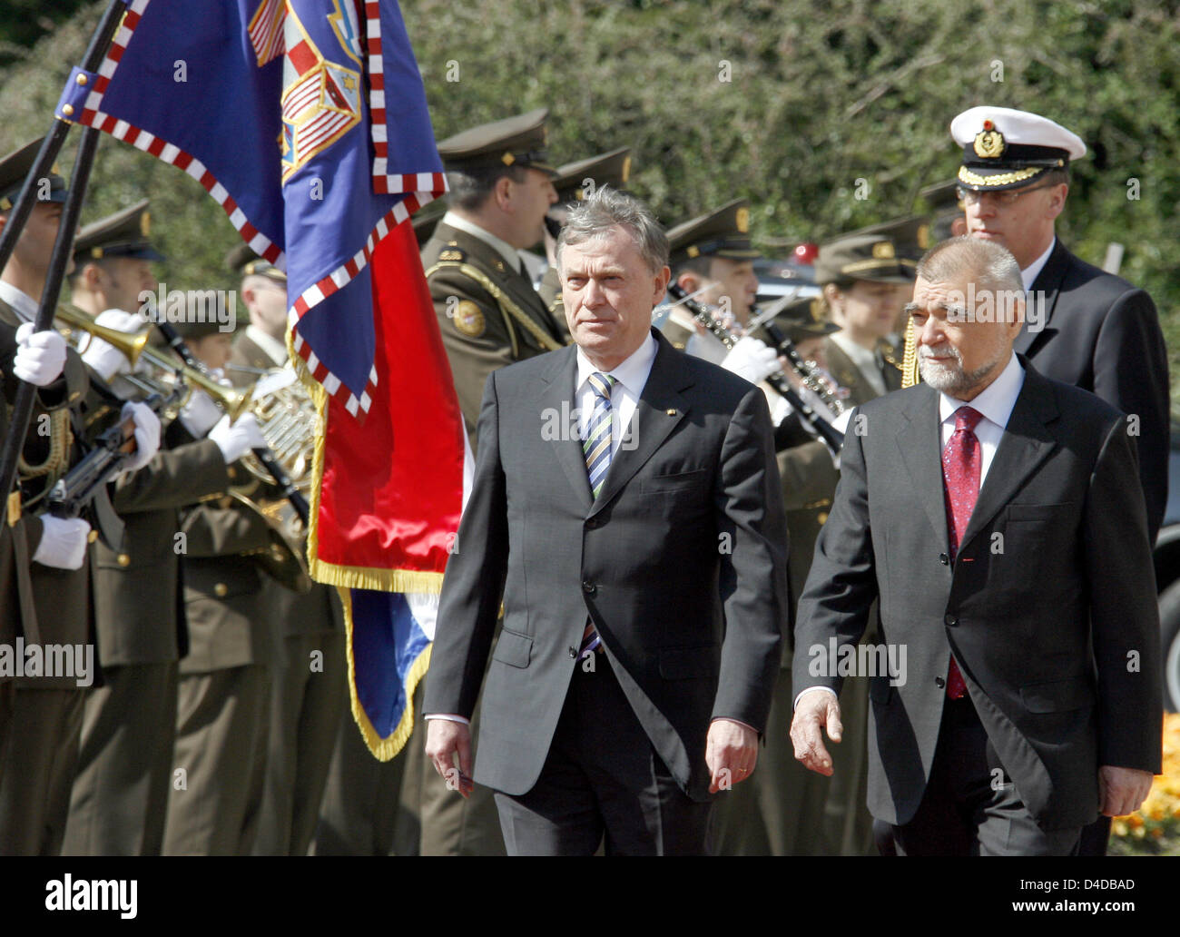 German President Horst Koehler (L) and Croatian President President ...