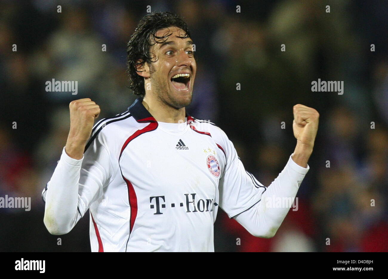 Munich's Luca Toni celebrates after the UEFA Cup quarter-finals 2nd leg ...