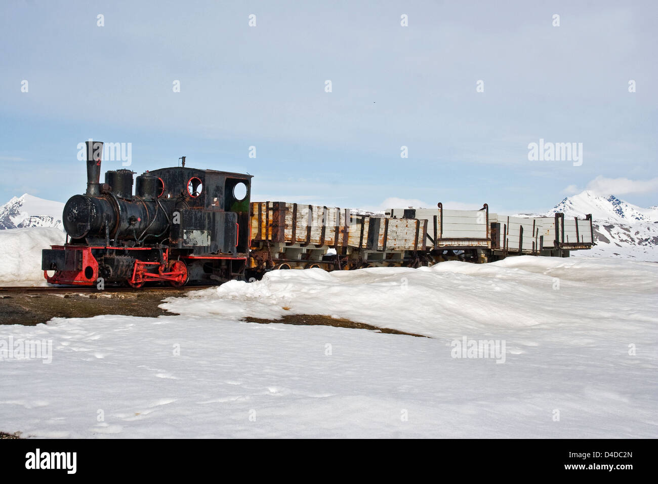 Abandoned steam train once used for carrying coal from the mine at Ny ...