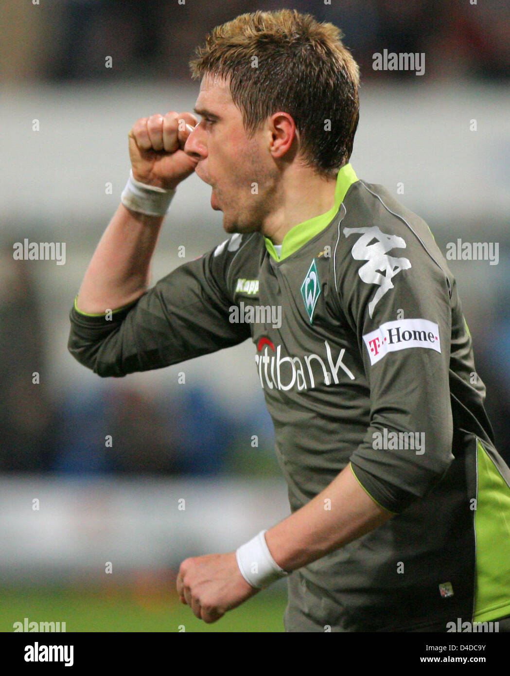Bremen's Ivan Klasnic celebrates scorting the 1-2 in the German ...