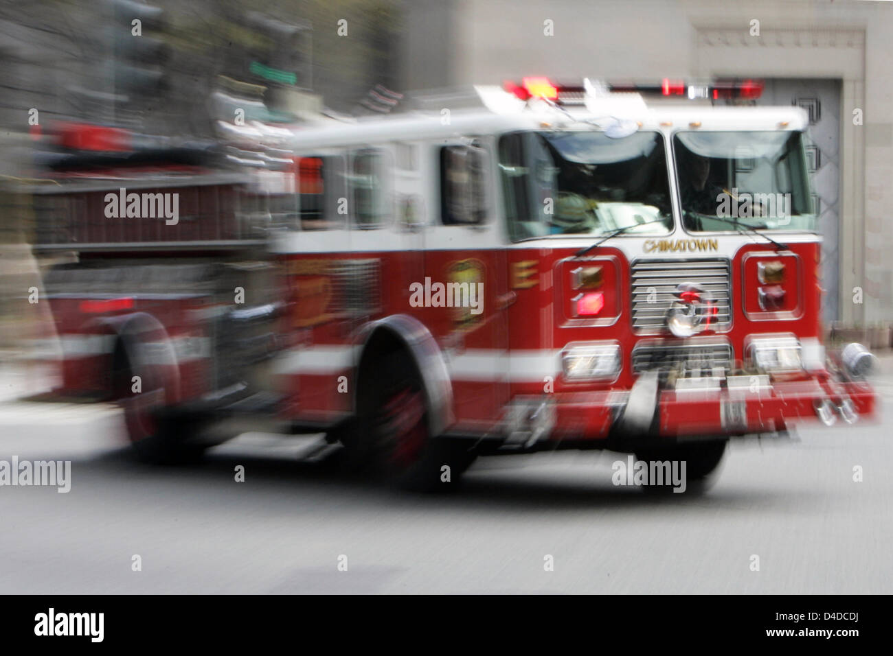 The picture shows a fire brigade in action in Washington D.C., USA, 13 ...