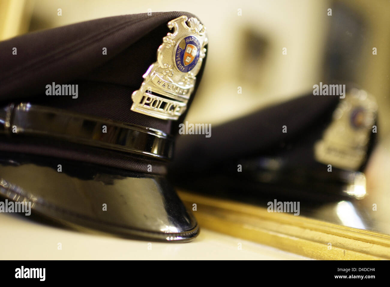 The picture shows a police cap of the Harvard police in Boston, USA, 12 ...