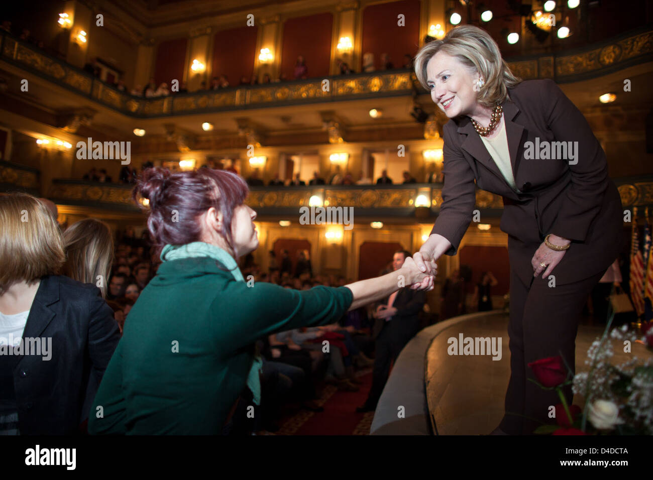 Secretary Clinton Shakes Hands With a Student Stock Photo - Alamy