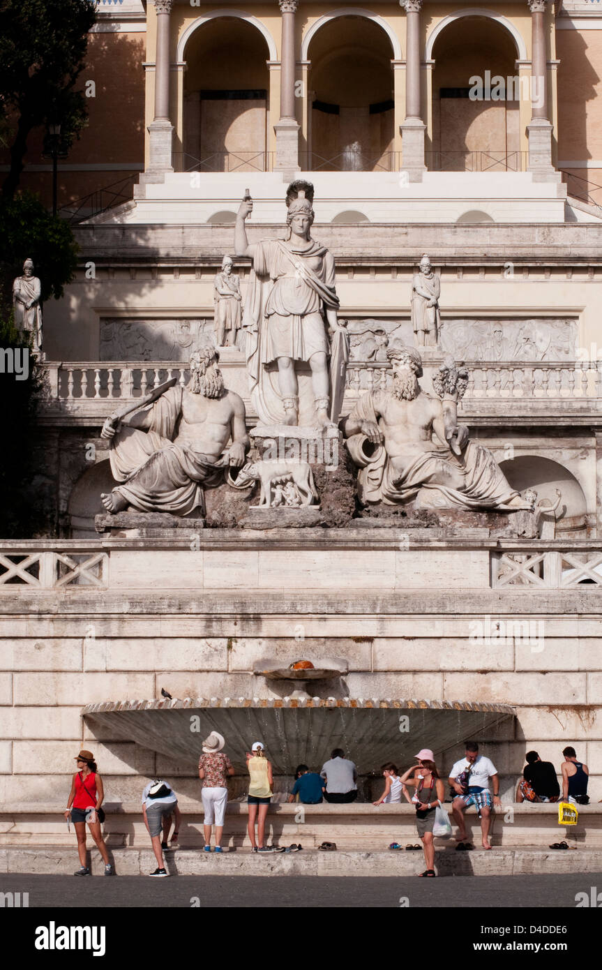 Italy, Lazio, Rome, Piazza del Popolo Square, Pincio Terrace, Fountain ...