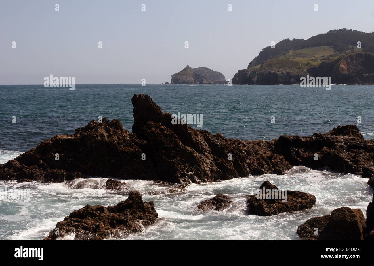 Bay of Biscay of Atlantic Ocean, Basque country, Spain. Plenzia (30 kms ...