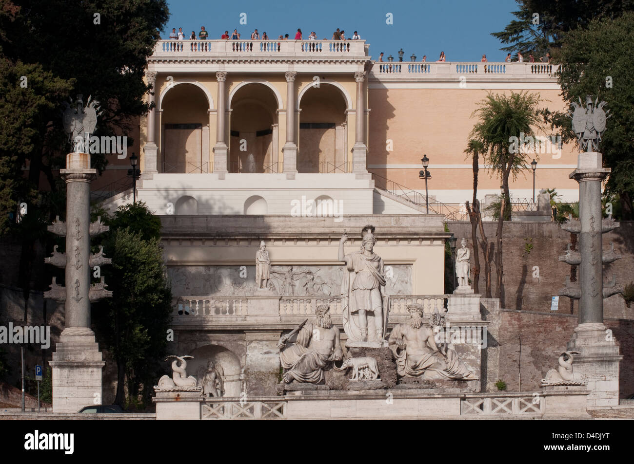 Italy, Lazio, Rome, Piazza del Popolo Square, Pincio Terrace, Fountain ...