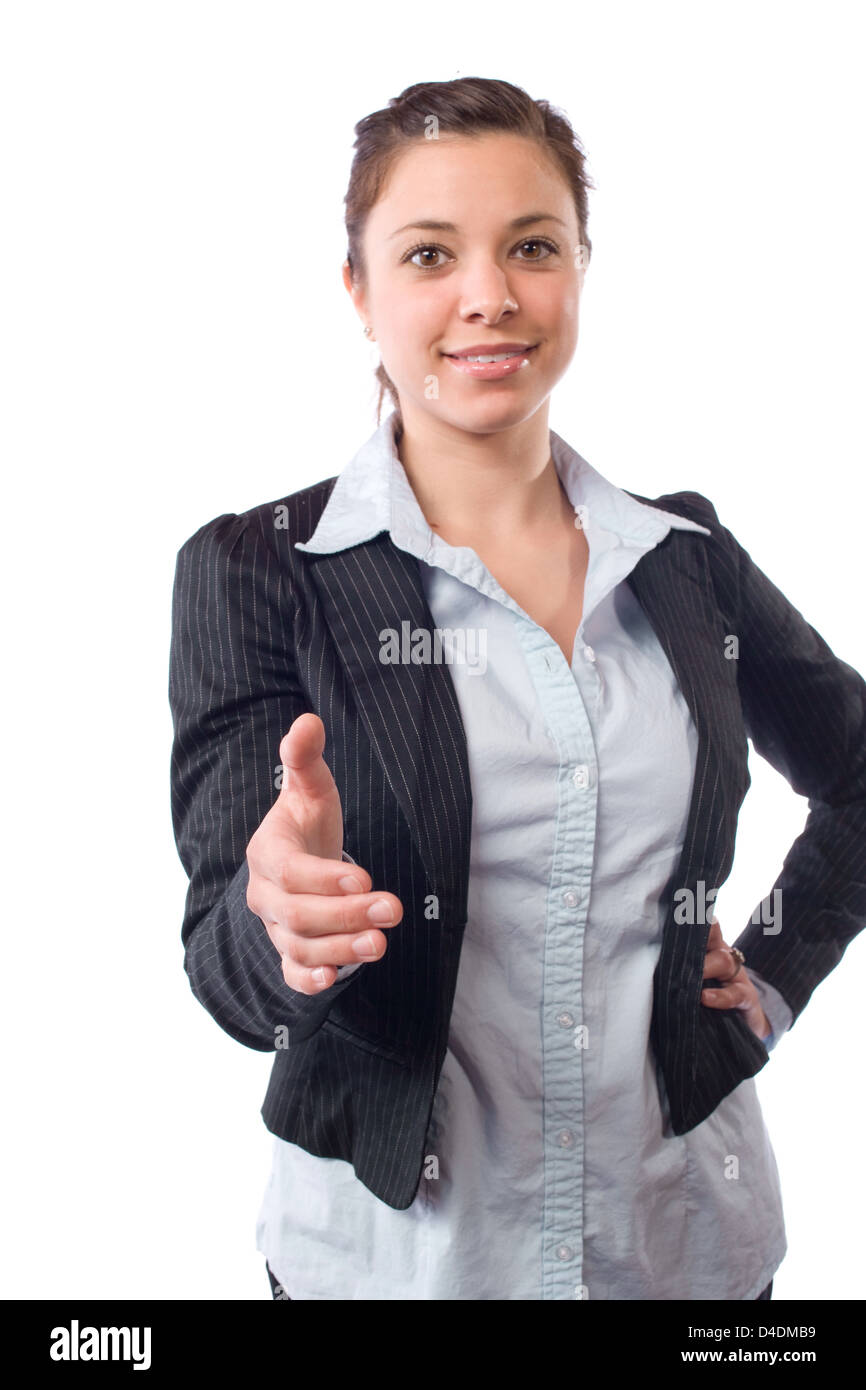 Business woman handshake isolated on white shot in the studio Stock ...
