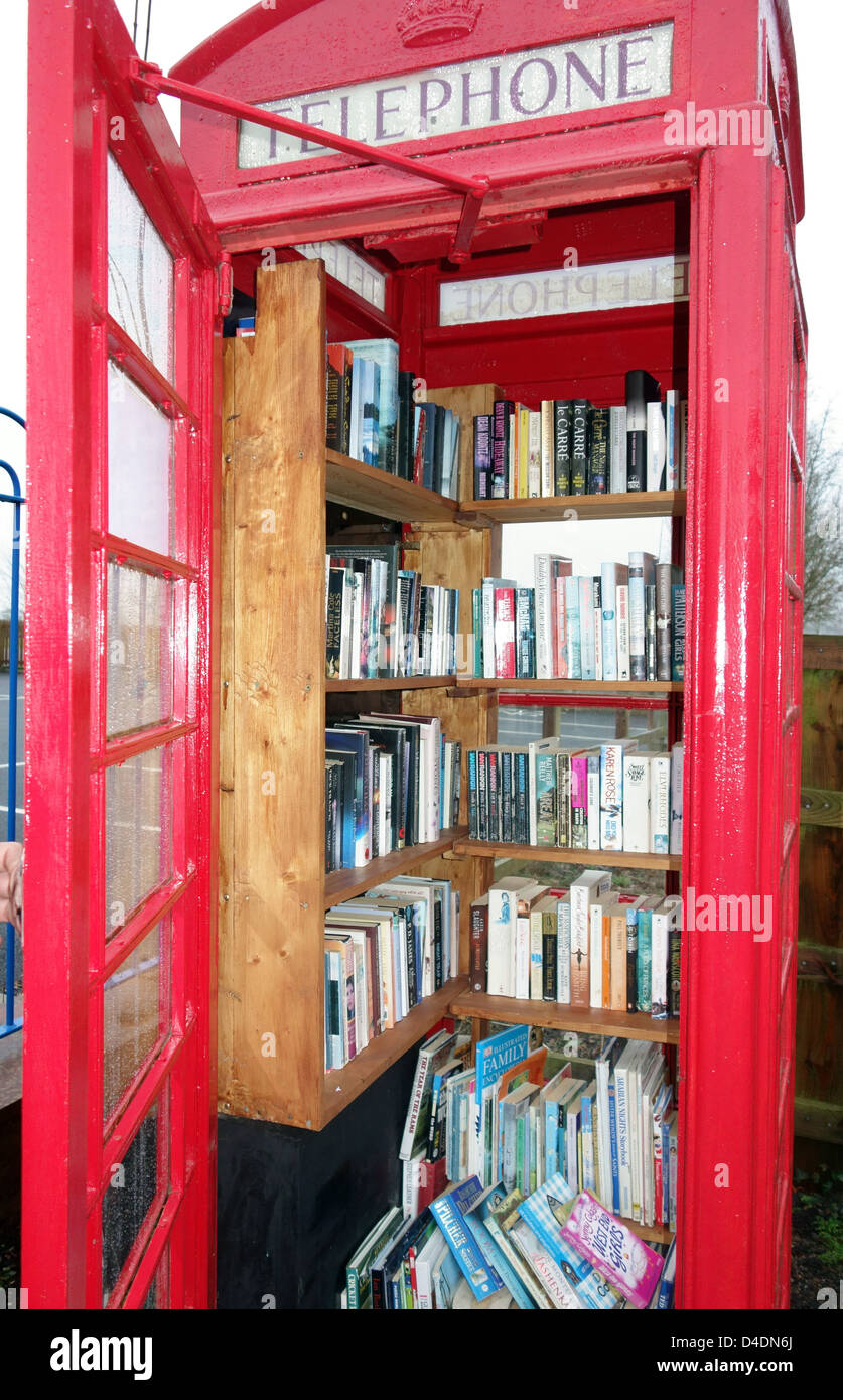 Telephone box in Somerset village converted into library Stock Photo ...