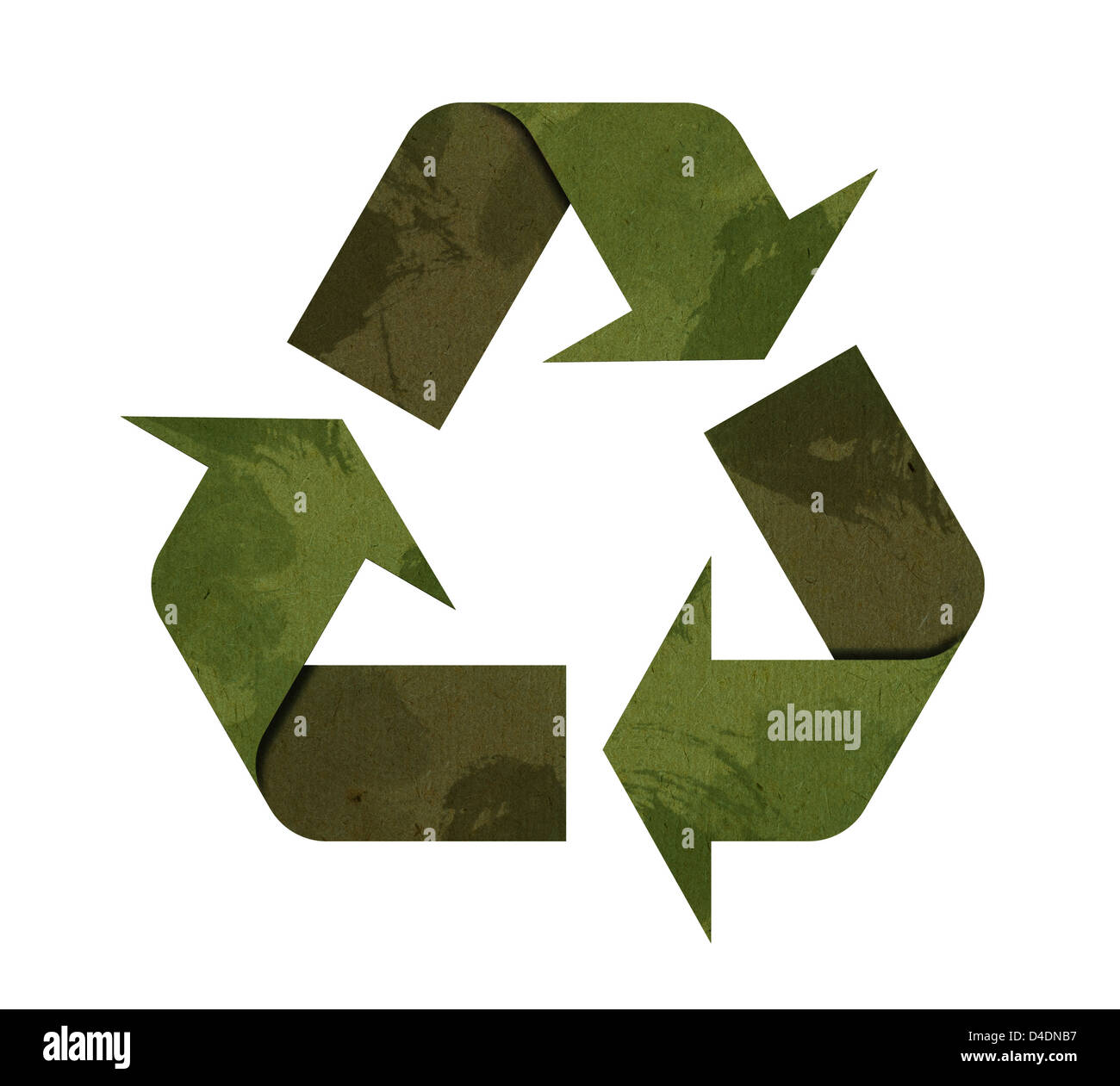 Green Recycle icon from cardboard isolated on white background Stock ...