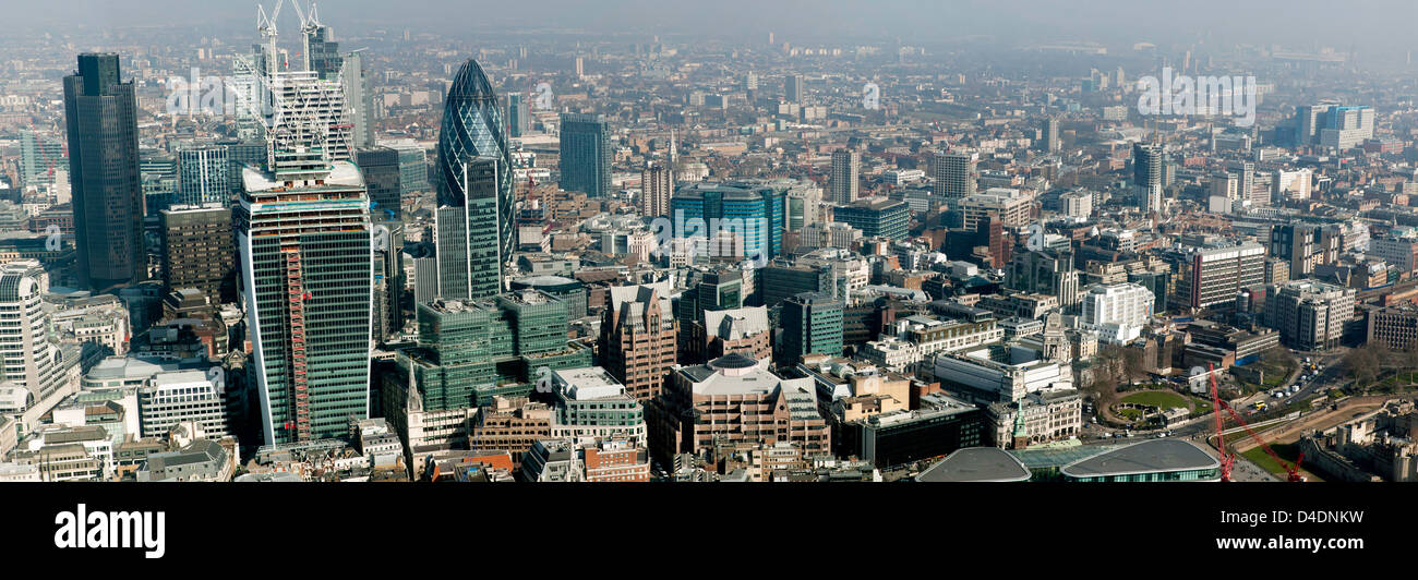 Panoramic, photostiched image of the City of London's financial area ...