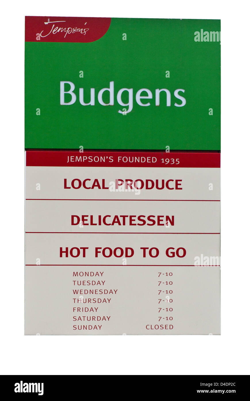 Jempsons Budgens Supermarket Sign Stock Photo - Alamy