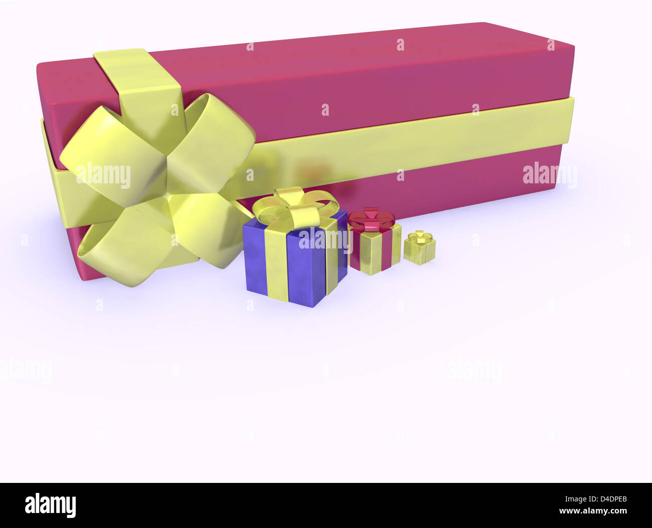 rendered of a lot of gifts on white background Stock Photo - Alamy
