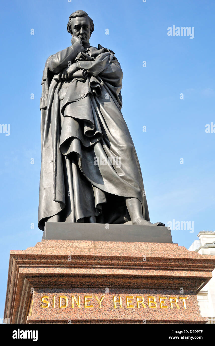 London, England, UK. Statue (by John Foley, 1867) of Sydney Herbert ...