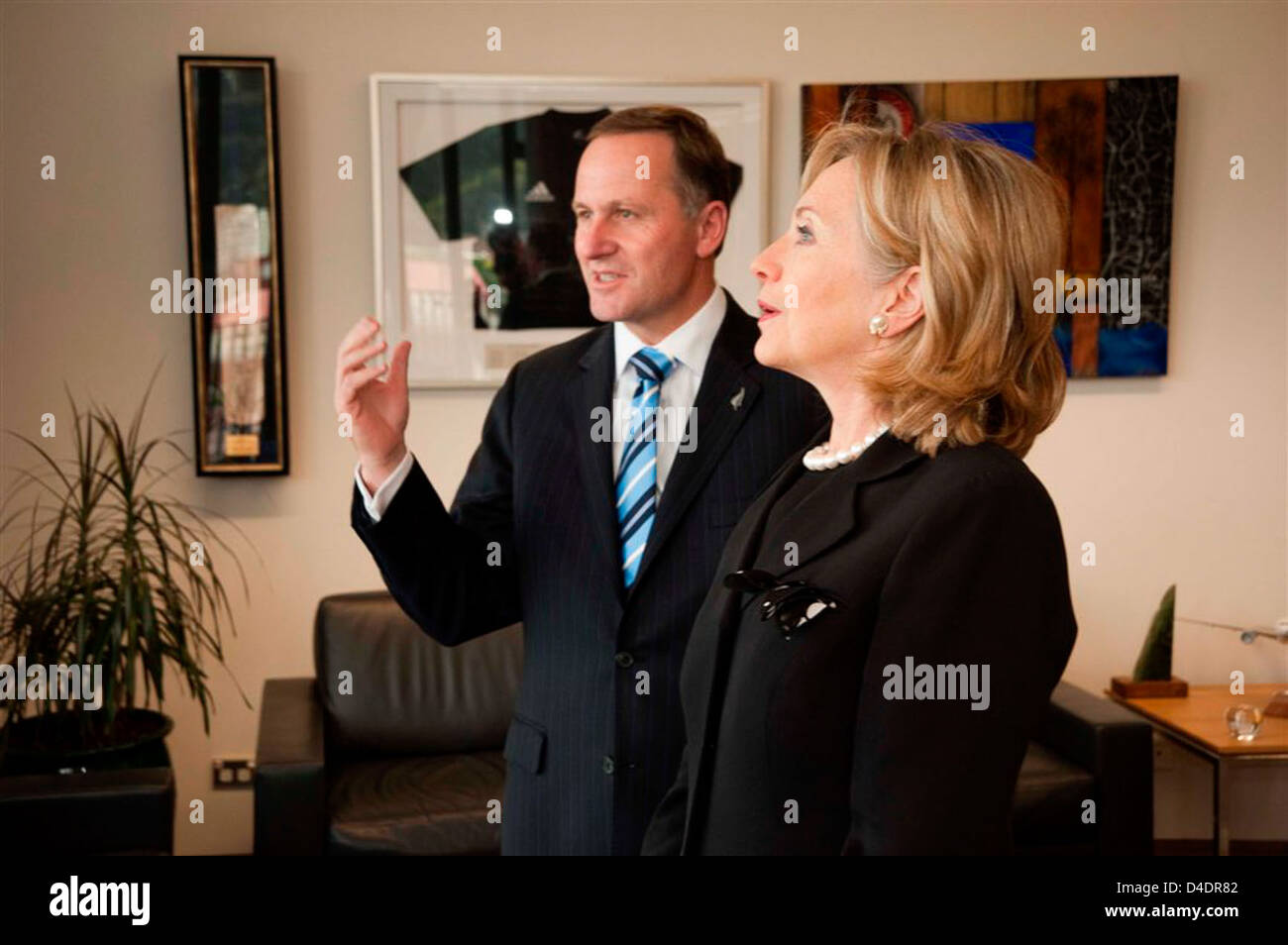 Secretary Clinton Speaks With New Zealand Prime Minister Key Stock ...