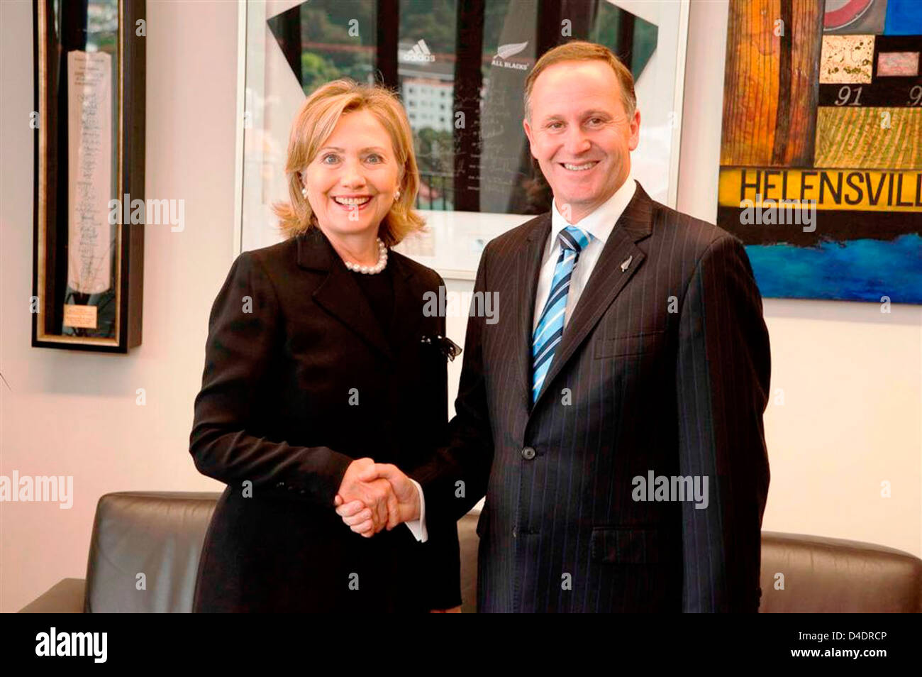 Secretary Clinton Shakes Hands With New Zealand Prime Minister Key ...