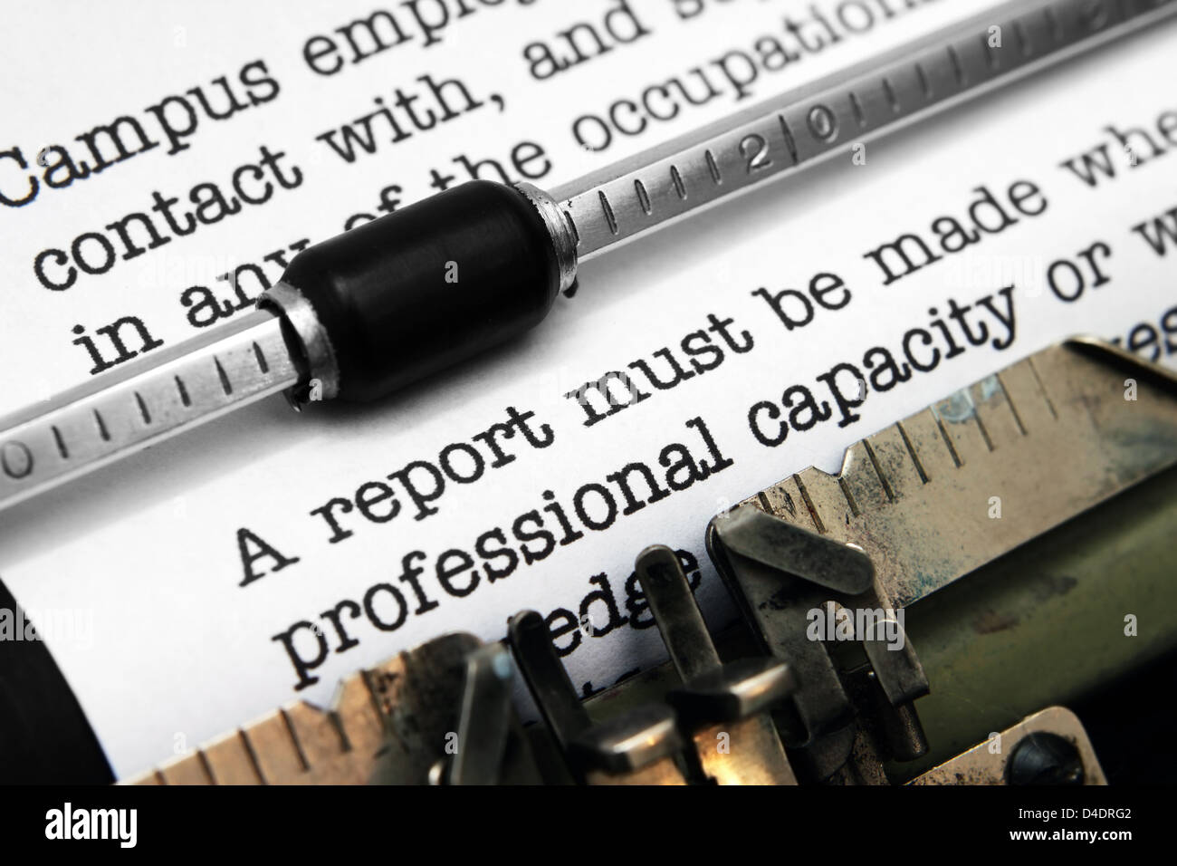 Typewriter and document Stock Photo - Alamy