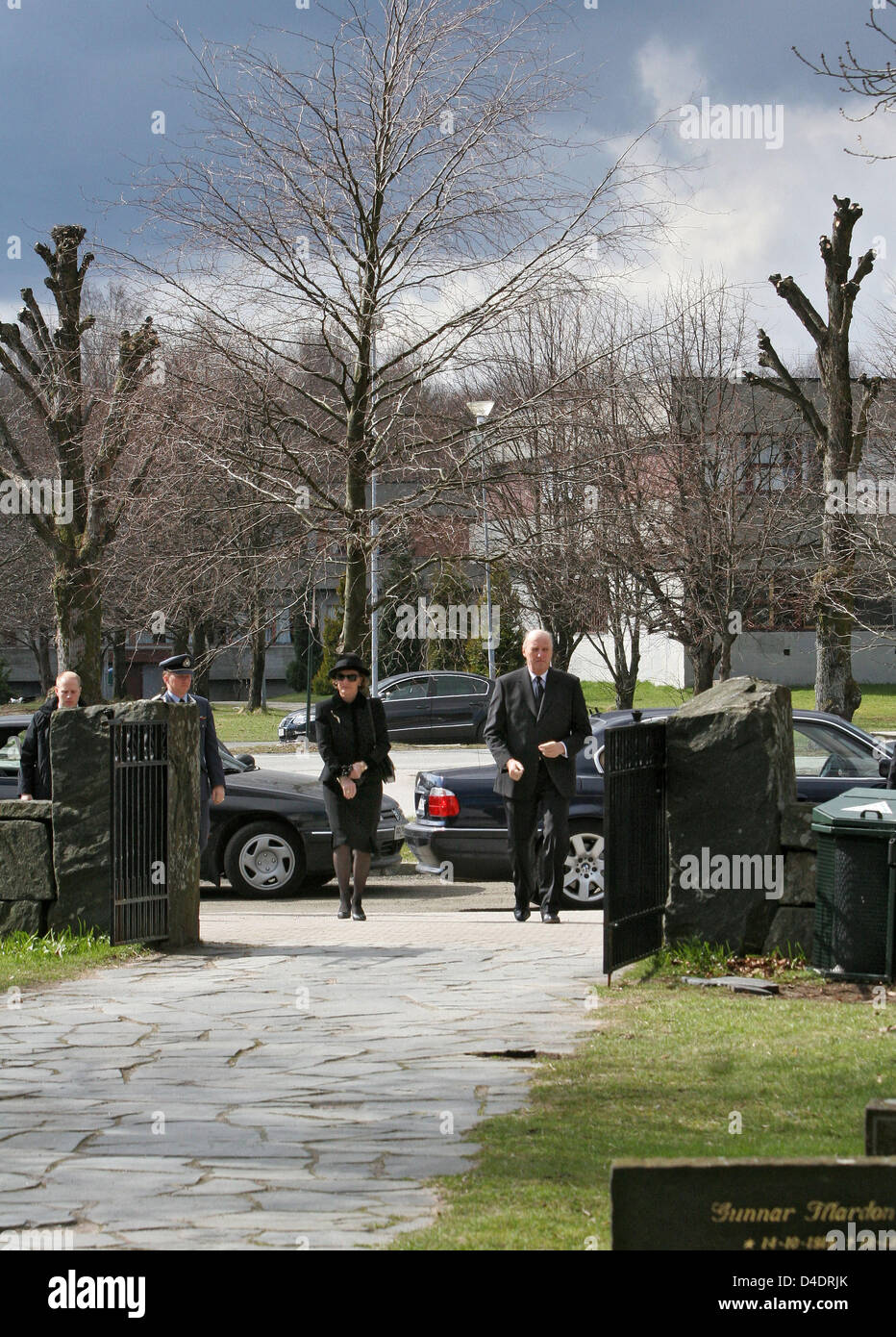 King Harald and Queen Sonja of Norway are pictured at the funeral of ...