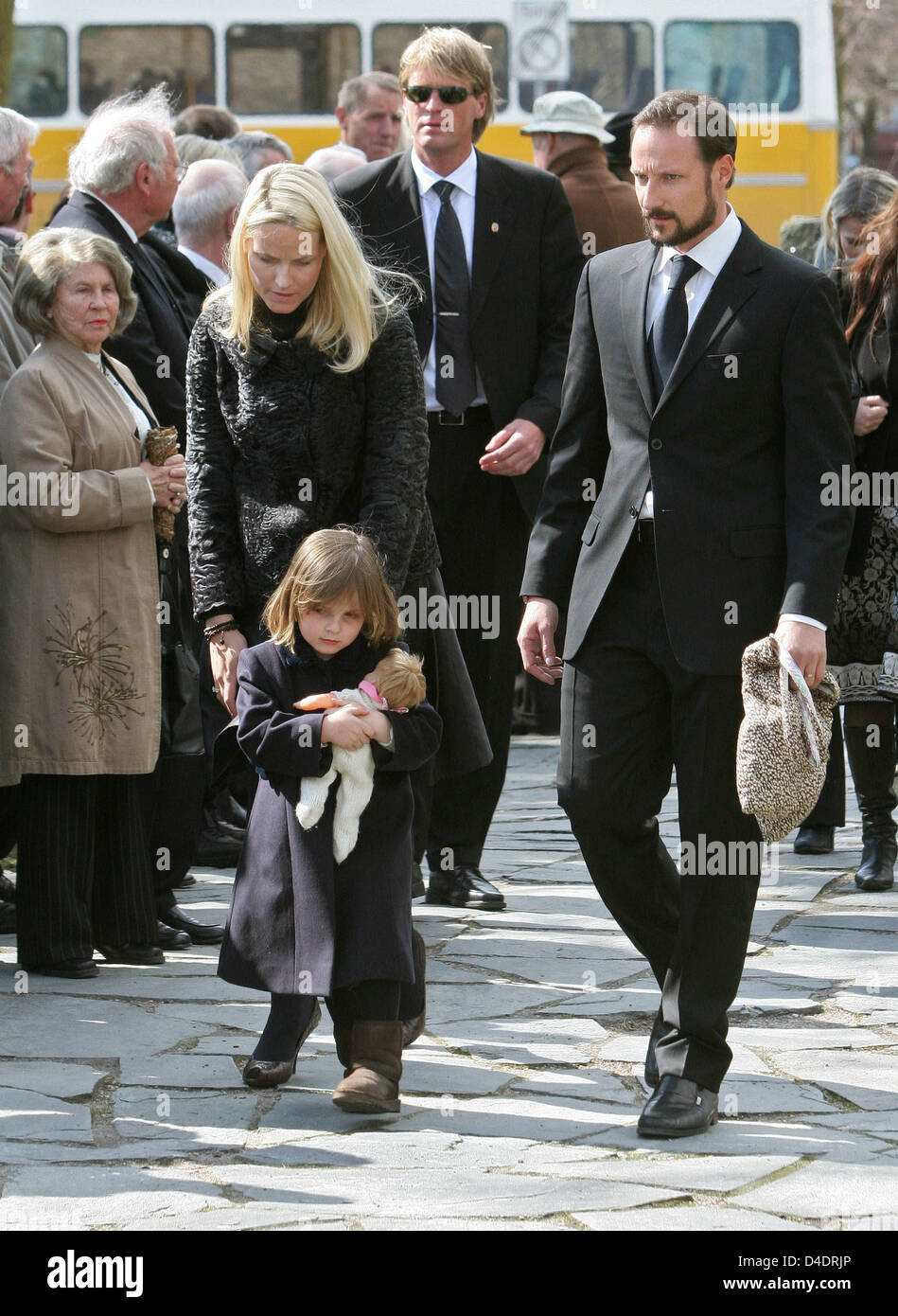 Princess Mette-Marit of Norway, Prince Haakon and their daughter ...