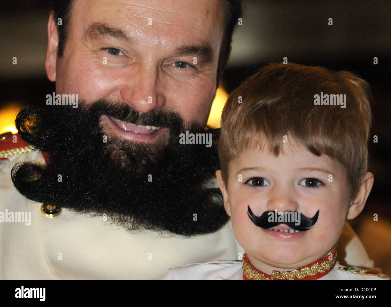 Harald Breitenfeldt and his grandson with a fake beard are pictured at ...
