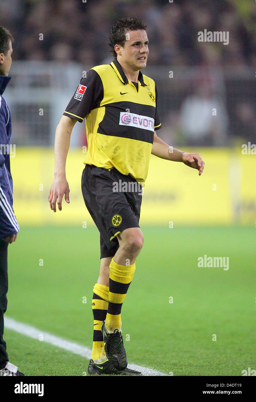 Dortmund's Philipp Degen is pictured at the sideline because of an ...