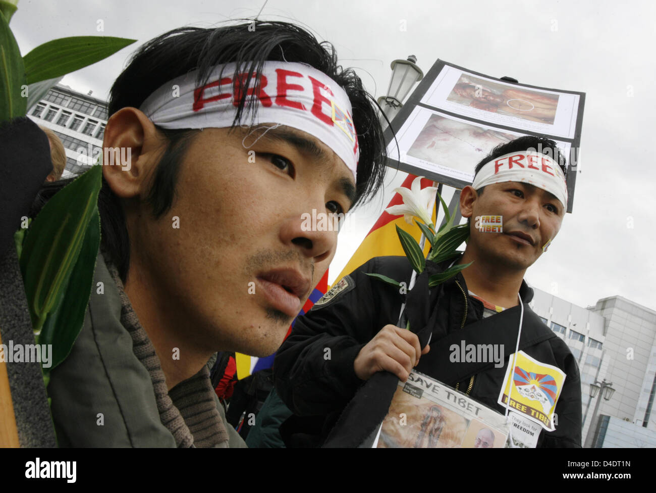 Protesters are pictured at a pro-Tibet protest march, in Berlin ...