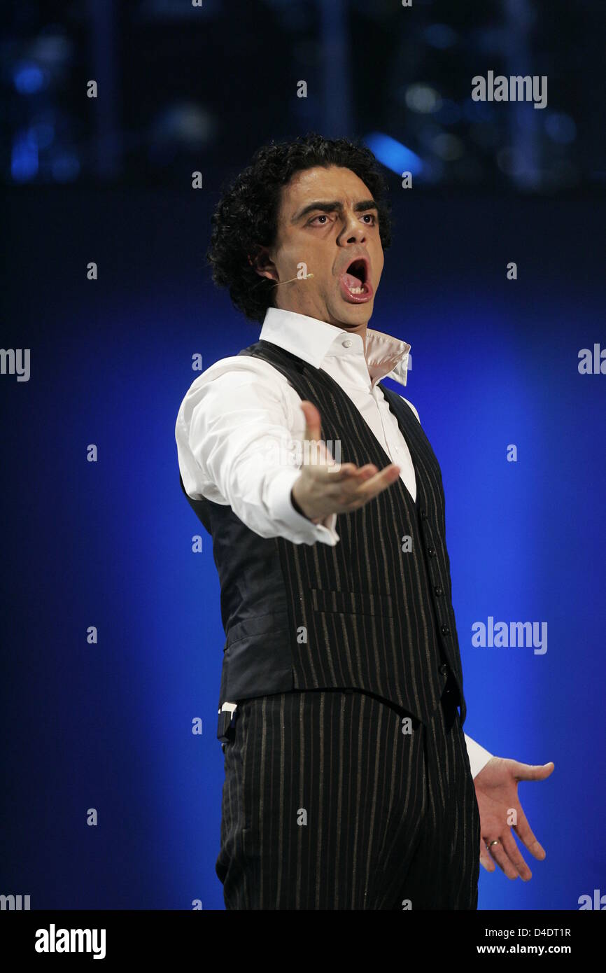 Star tenor Rolando Villazon is pictured on stage during the tv show ...